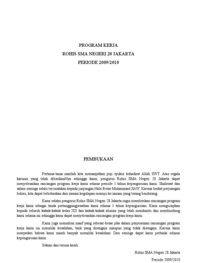 Program Kerja Rohis | PDF