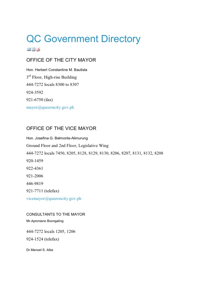 QC Government Directory | PDF | Judge | Government