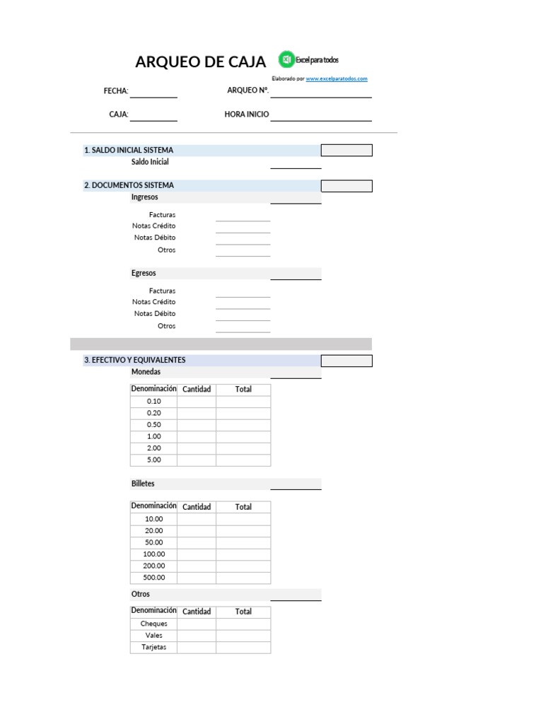 Arqueo de Caja | PDF