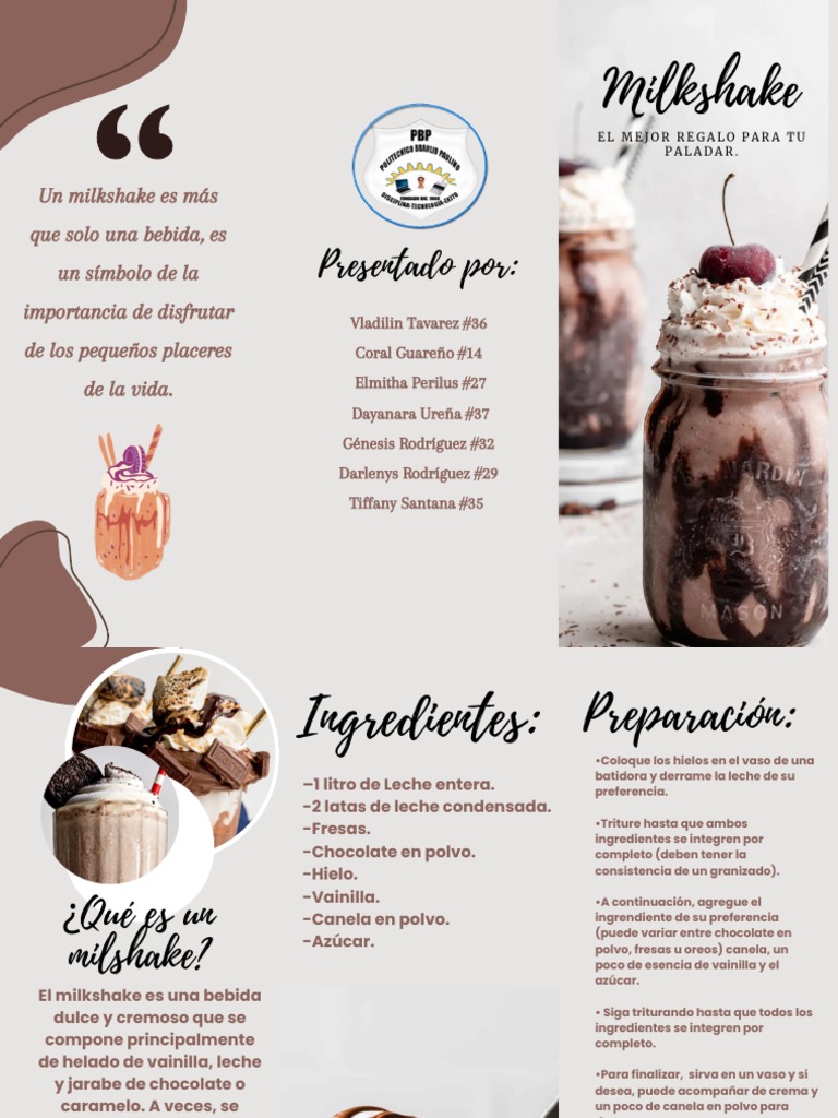 Milkshake Brochure | Descargar gratis PDF | Malteada | Comida y bebida