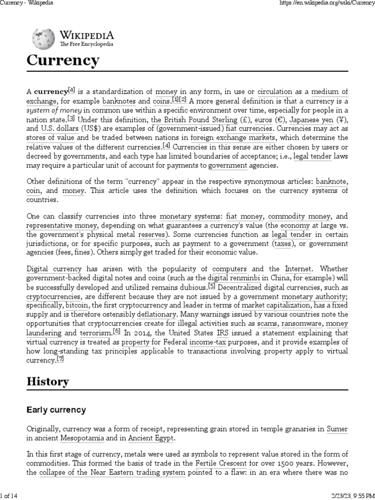 Currency - Wikipedia | PDF | Currency | Money