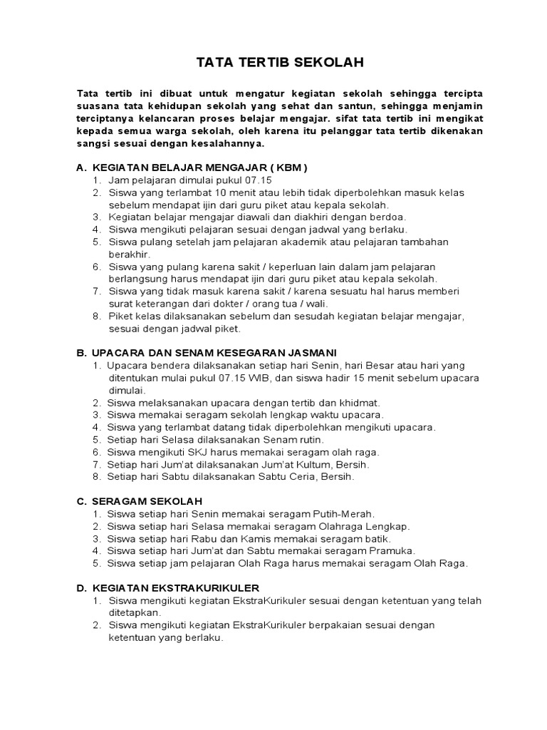 Tata Tertib Sekolah | PDF | Kesehatan Holistik