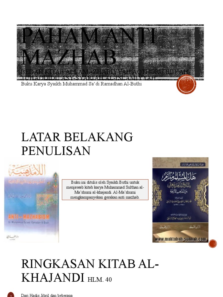 Bedah Kitab Paham Anti Mazhab - Karya Sa'id Ramadhan Al-Buthi | PDF