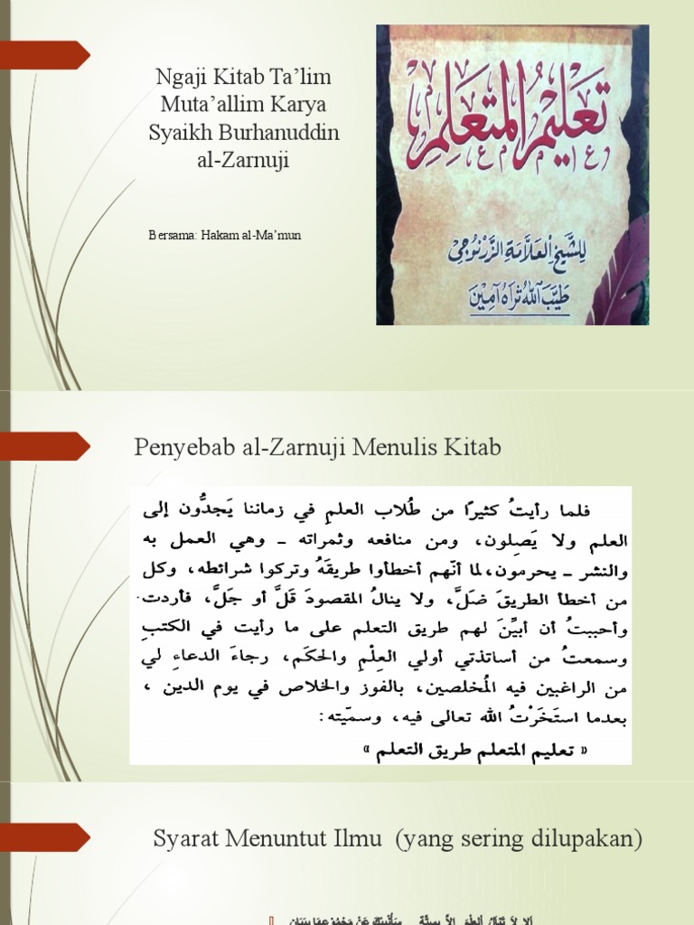 Bedah Kitab Ta'lim Muta'allim Karya Syaikh Al-Zarnuji | PDF
