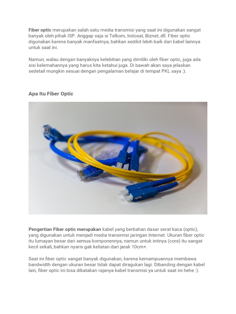 Kelebihan dan Komponen Fiber Optik | PDF