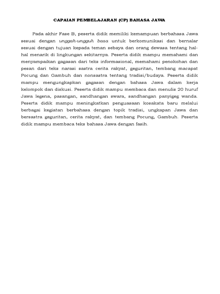 CP Bahasa Jawa | PDF | Seni & Disiplin Bahasa