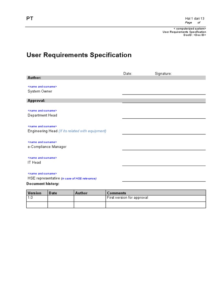 User Requirements Specification (URS) | PDF | Password | Databases