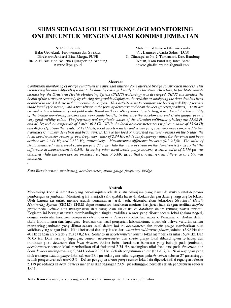 Jurnal SHMS Nasional | PDF | Bridge | Metrology