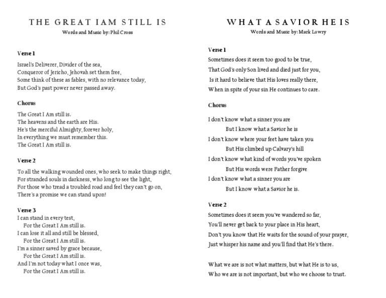 The Great I Am Still Is and What A Savior He Is | PDF | Jesus | Salvation
