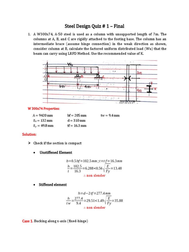 Steel Design Quiz 1 F | PDF | Civil Engineering | Structural Engineering