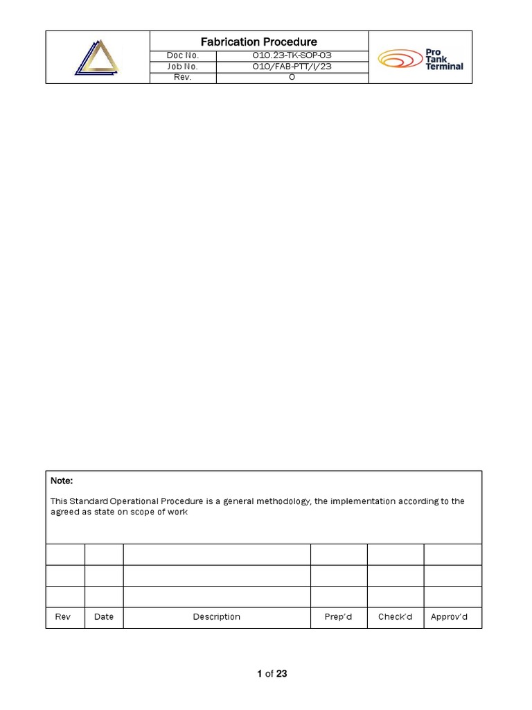 Fabrication SOP for Storage Tanks | PDF | Welding | Construction