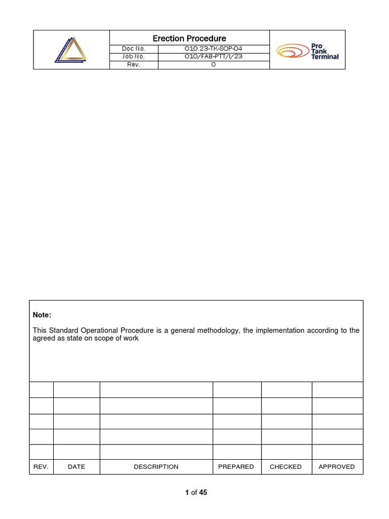SOP - 04 - Erection Procedure | PDF | Welding | Construction