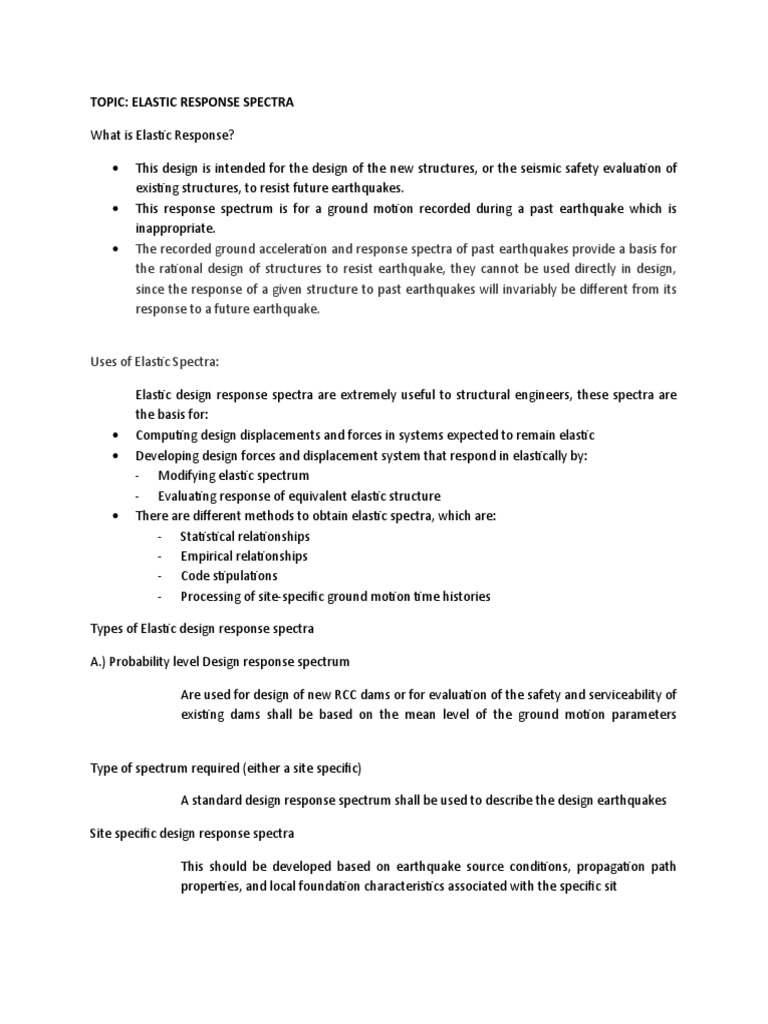 Elastic And Inelastic Response Spectra Pdf Deformation Engineering Elasticity Physics