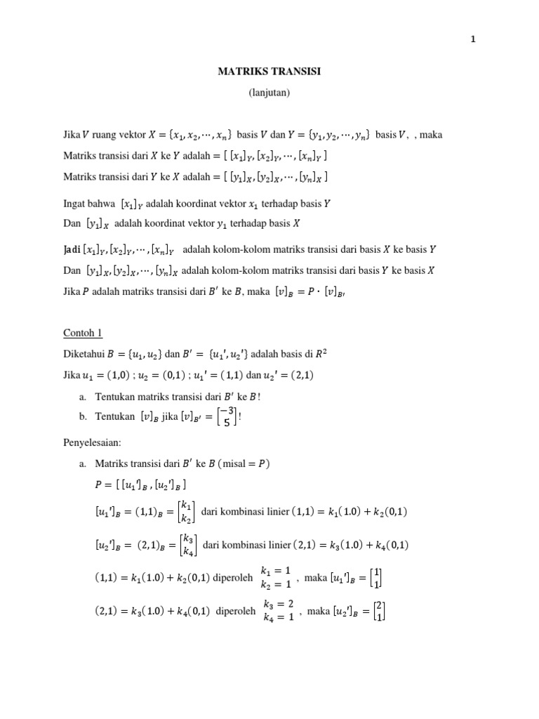 MATRIKS TRANSISI (Lanjutan) | PDF