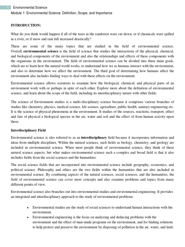 Module 1 | PDF | Environmental Science | Natural Environment