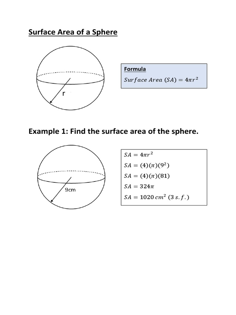Surface Area of A Sphere | PDF | Science & Mathematics