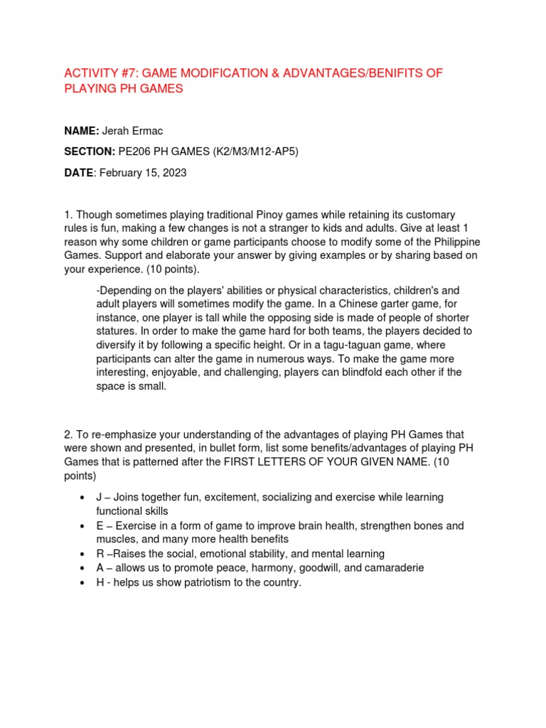 PE206 ACTIVITY7 Ermac | PDF | Career & Growth