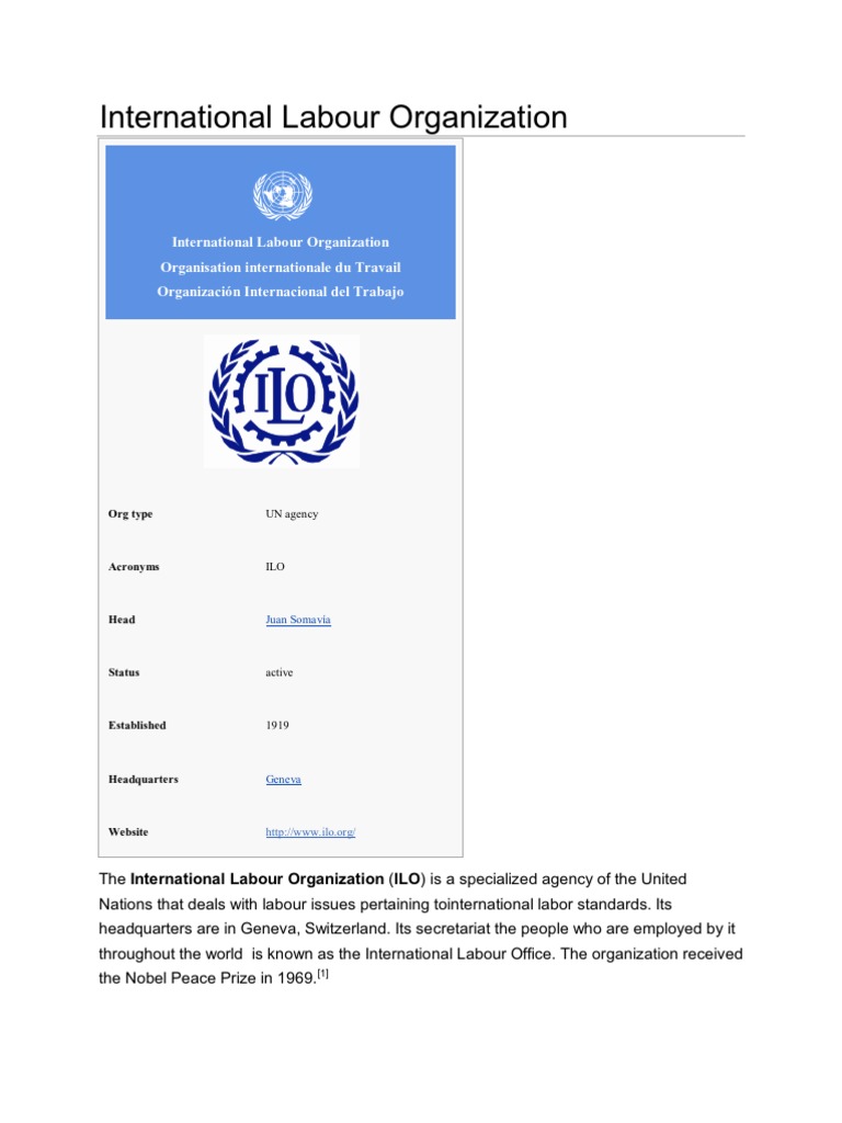 An Overview of the International Labour Organization: Its History ...