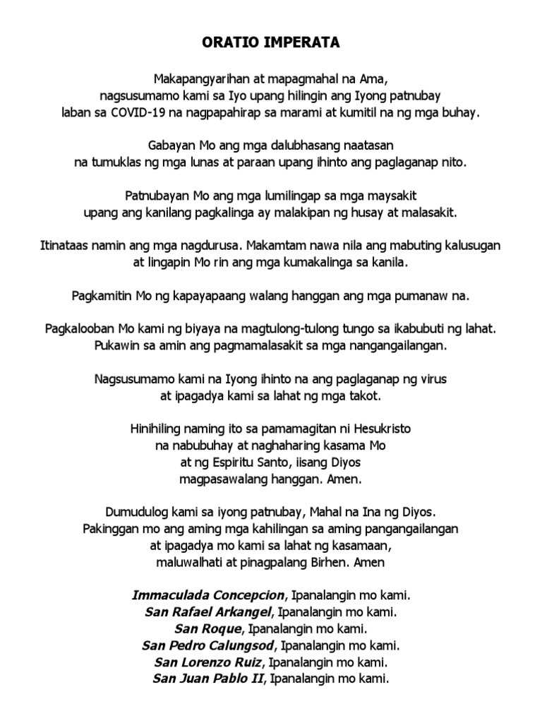 Oratio Imperata | PDF
