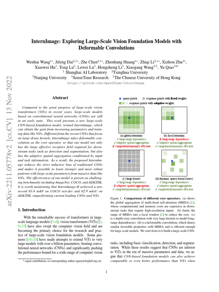 Internimage Exploring Large Scale Vision Foundation Models With