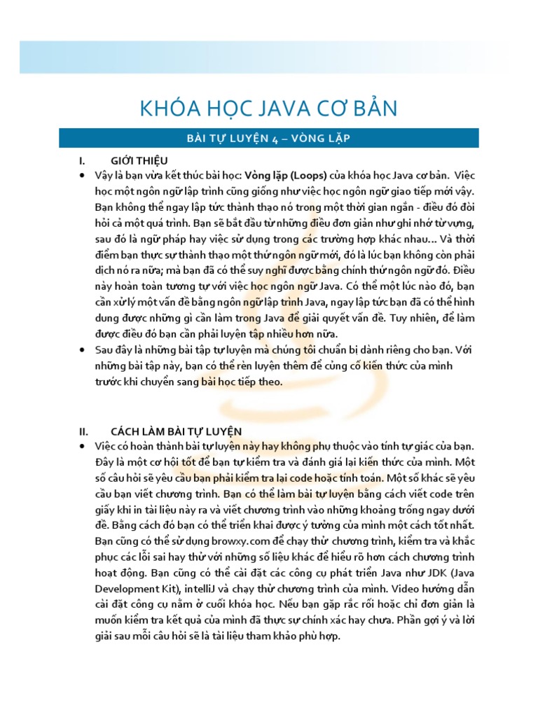 Bài Tự Luyện Java 4 | PDF
