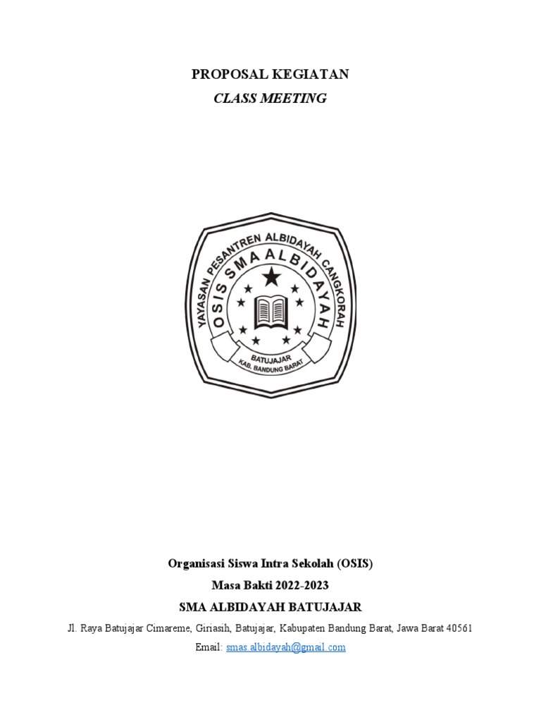 Proposal Kegiatan Classmeet 2022 | PDF