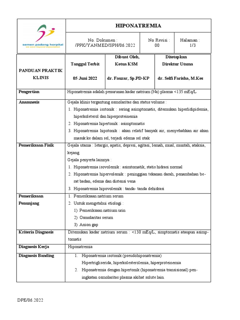 PPK HIPONATREMIA Fix | PDF