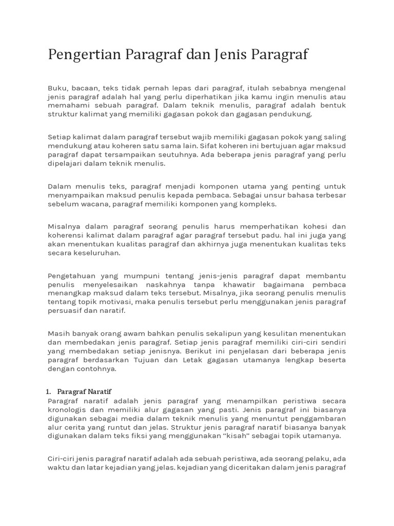 Pengertian Paragraf Dan Jenis Paragraf | PDF