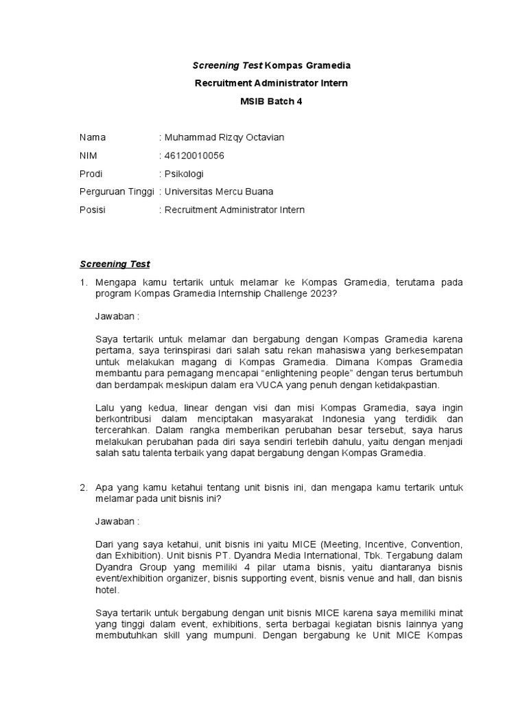 Kompas Gramedia - Muhammad Rizqy Octavian (46120010056) | PDF