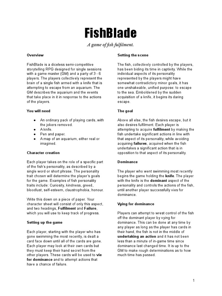 Fish Blade | PDF | Tabletop Games | Games Of Chance