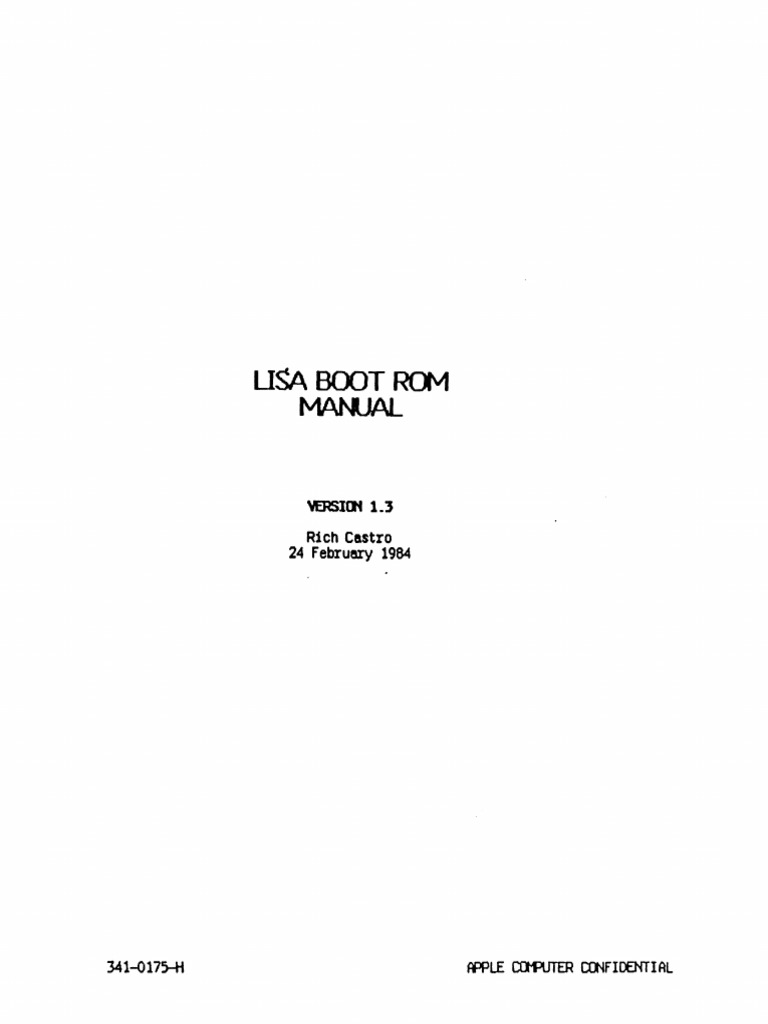 Lisa Boot ROM Manual V1.3 Feb84 | PDF | Booting | Floppy Disk