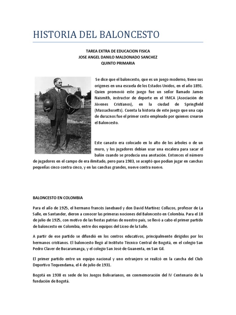 Historia Del Baloncesto | PDF | Deportes