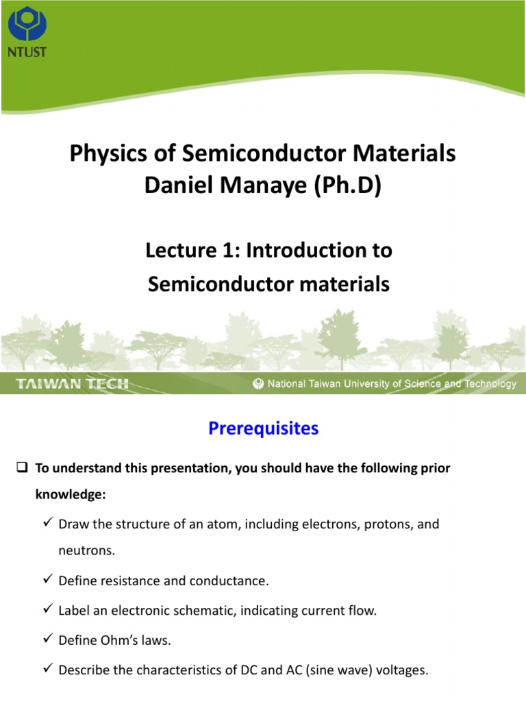 1-Introduction To Semiconductor Materials | PDF | Doping (Semiconductor) | Semiconductors