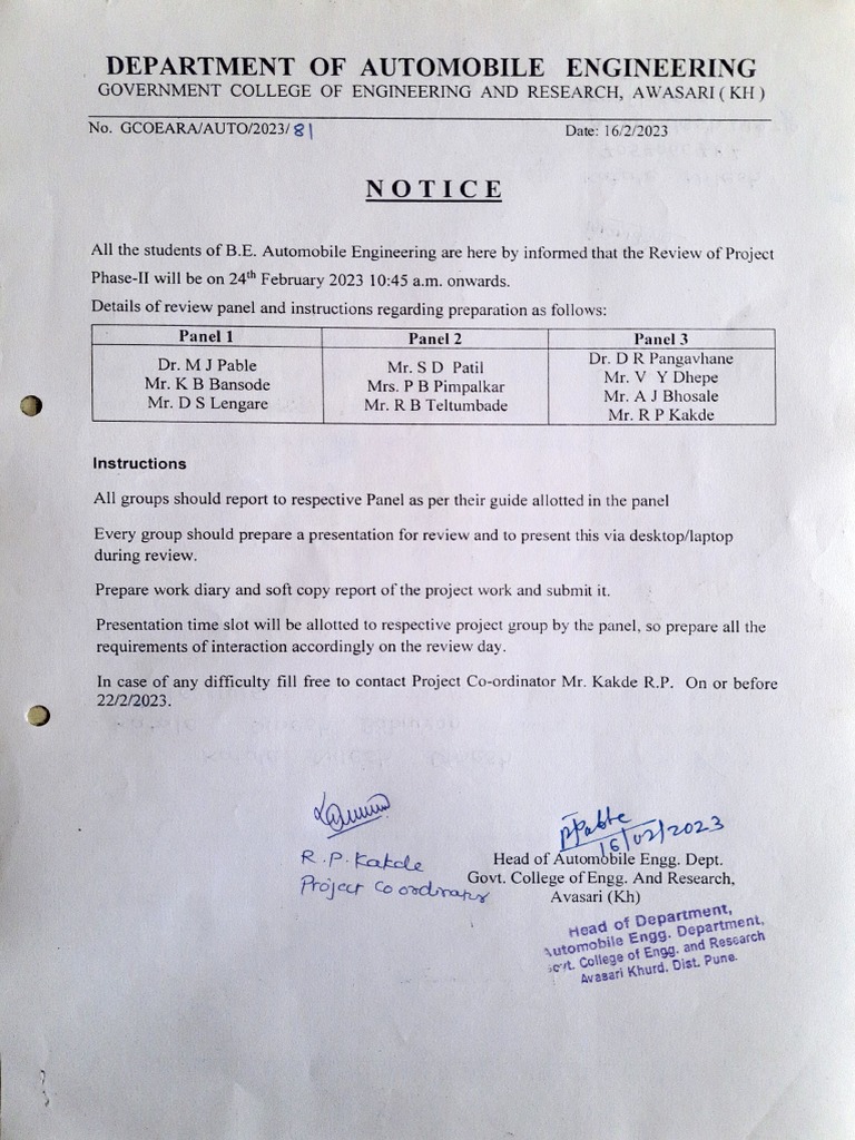 Project Phase 2 2023 Review Notice | PDF