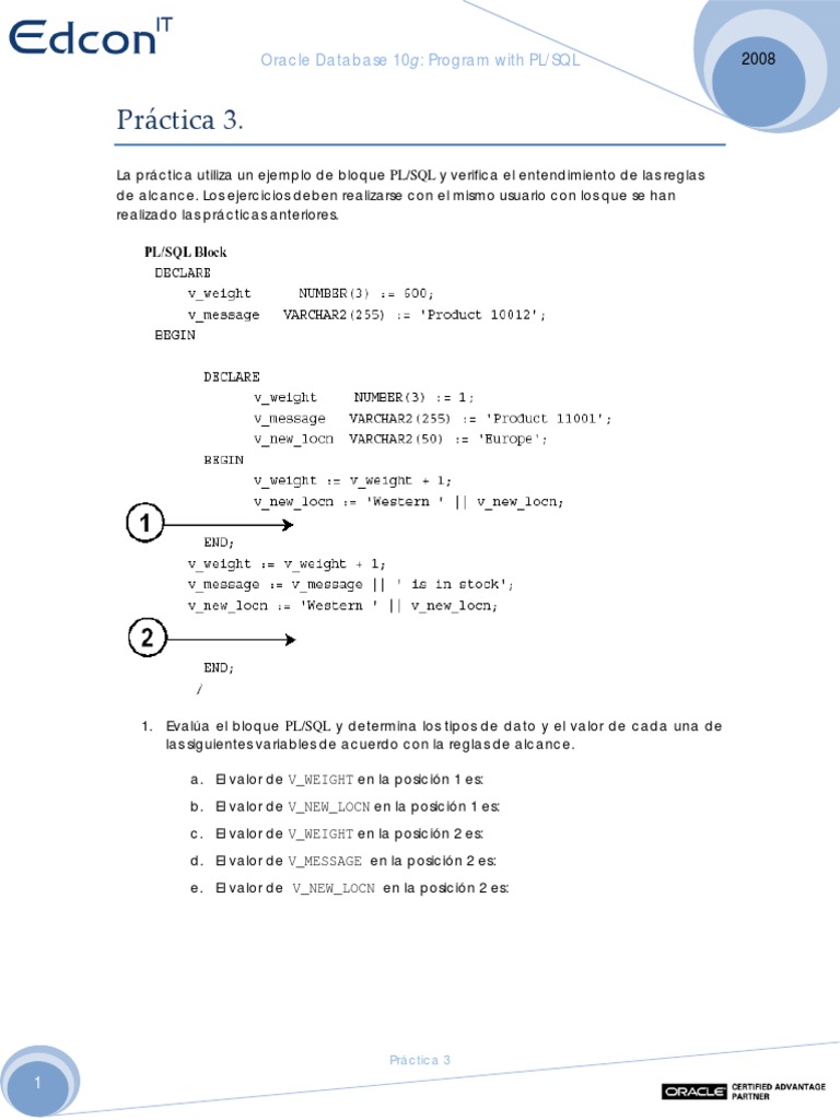 Practica Leccion 3 | PDF | SQL | Pl / Sql