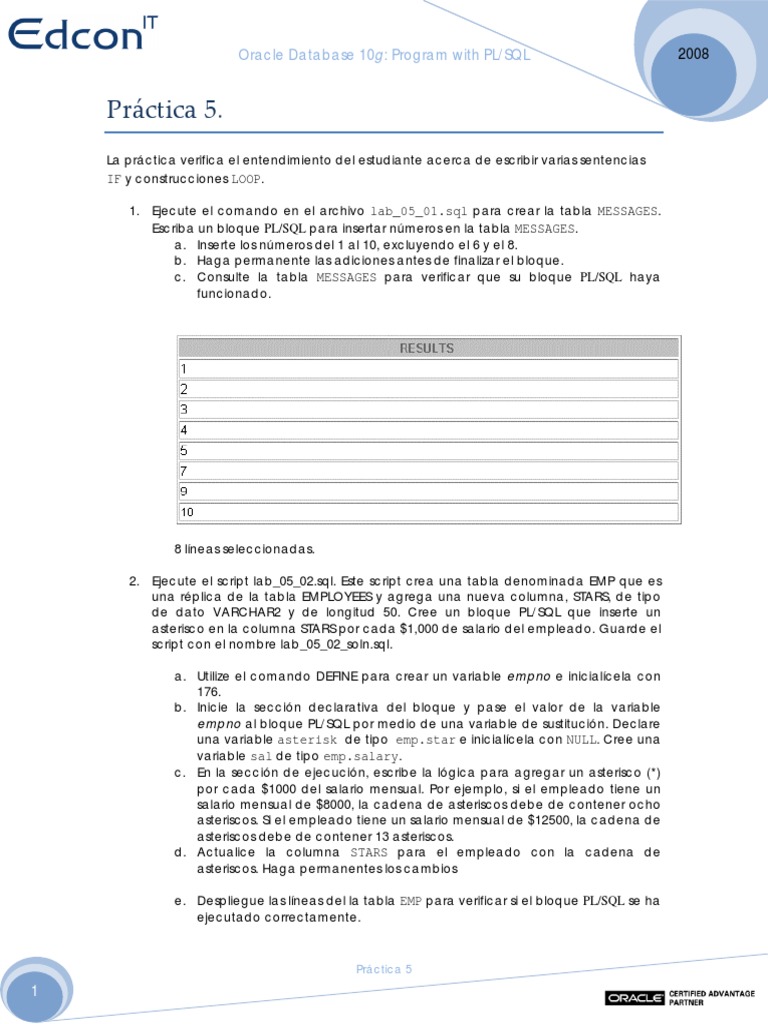 Practica Leccion 5 | PDF | SQL | Pl / Sql