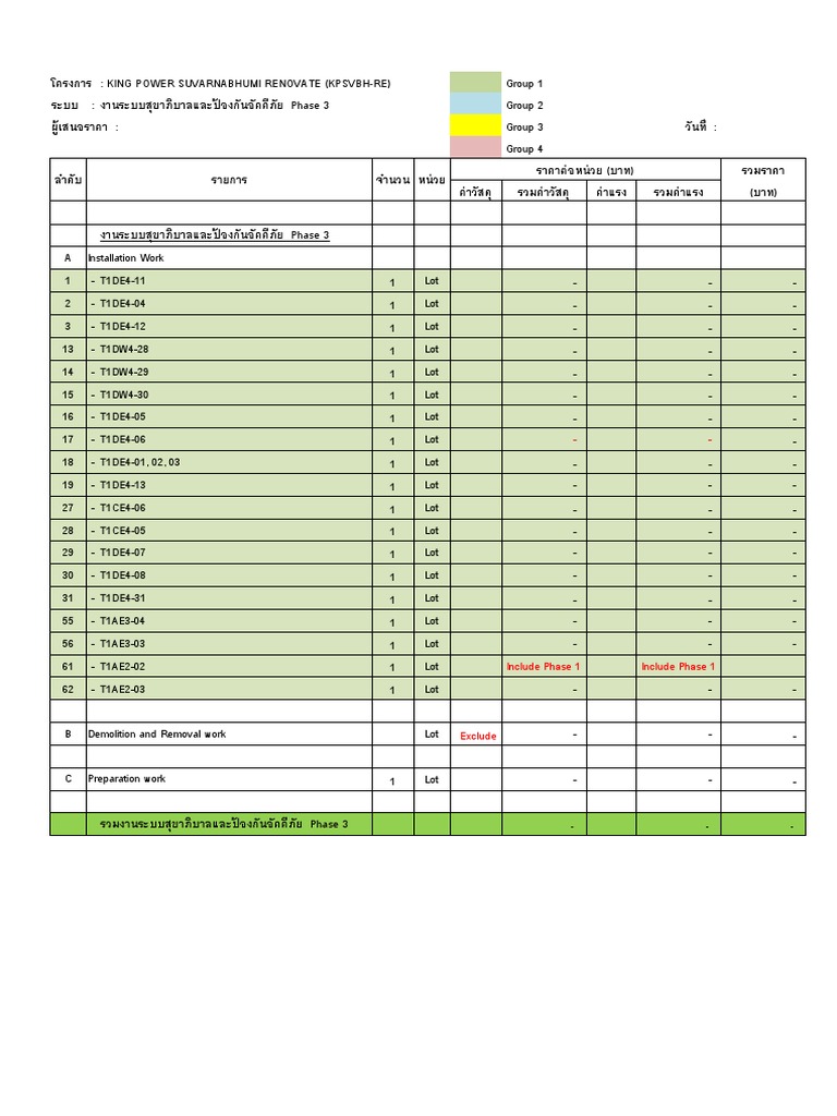 4.blank BOQ Phase 3 SN-FP Rev.01 | PDF