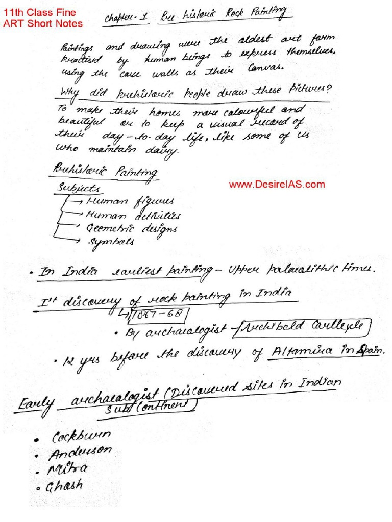 Fine Art Short Notes Class 11 Handwritten by Team Desire IAS | PDF