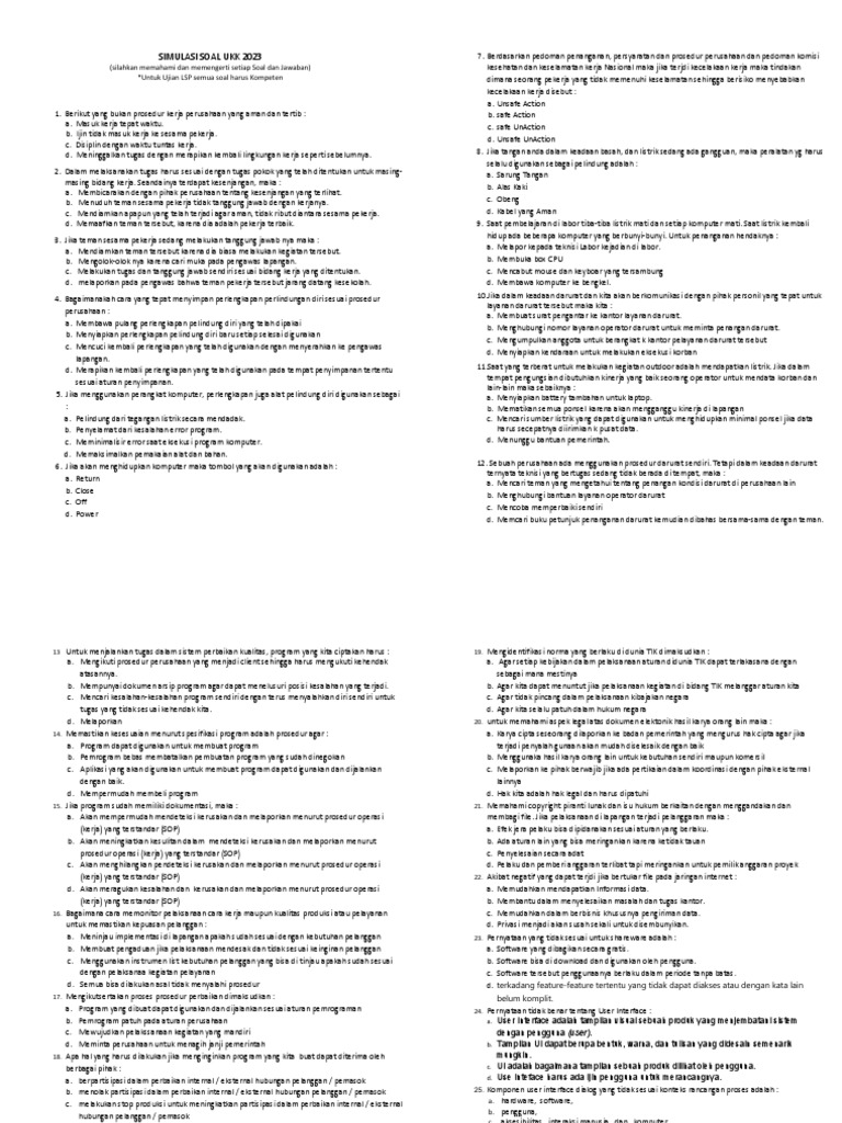 Soal Simulasi UKK RPL 2023 | PDF