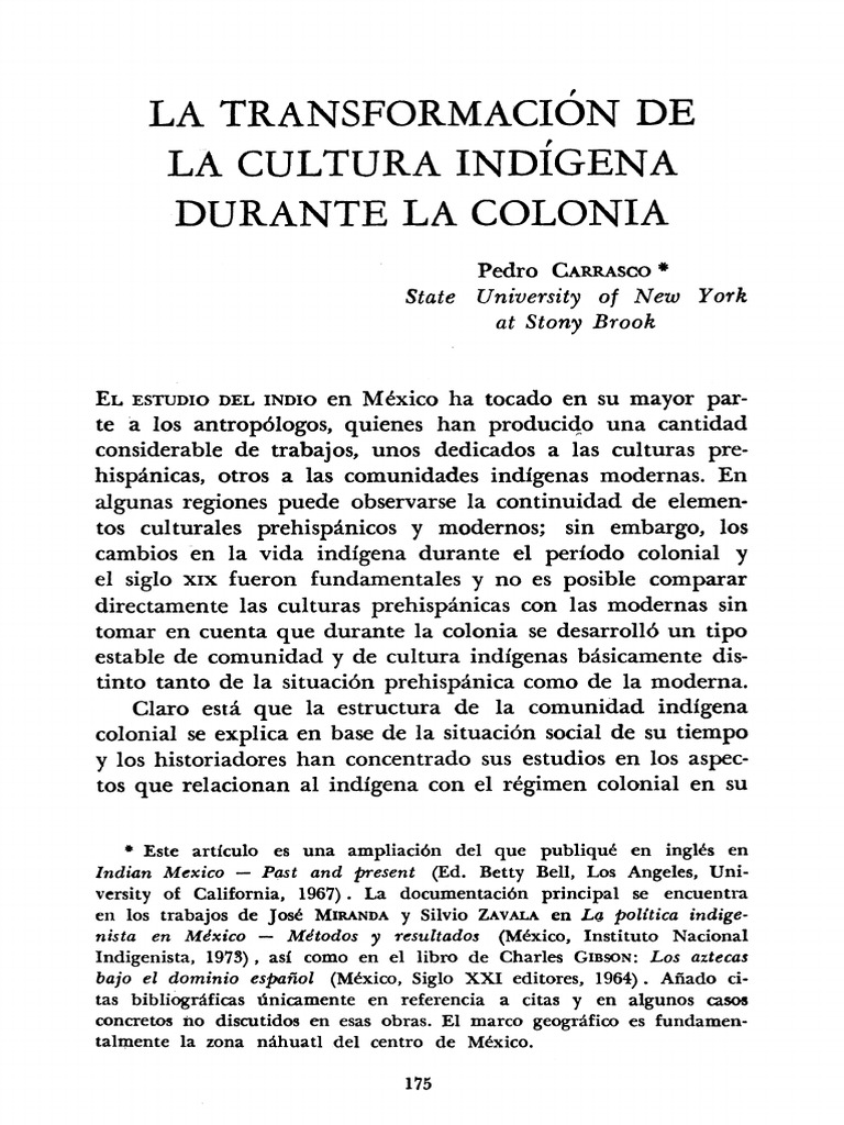 Transformación de la Cultura Indígena Colonial | PDF | Nobleza