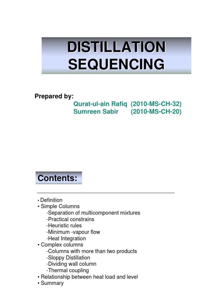Distillation Sequencing | PDF | Distillation | Heat