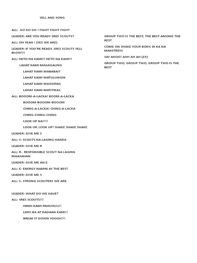 Yell and Song | PDF