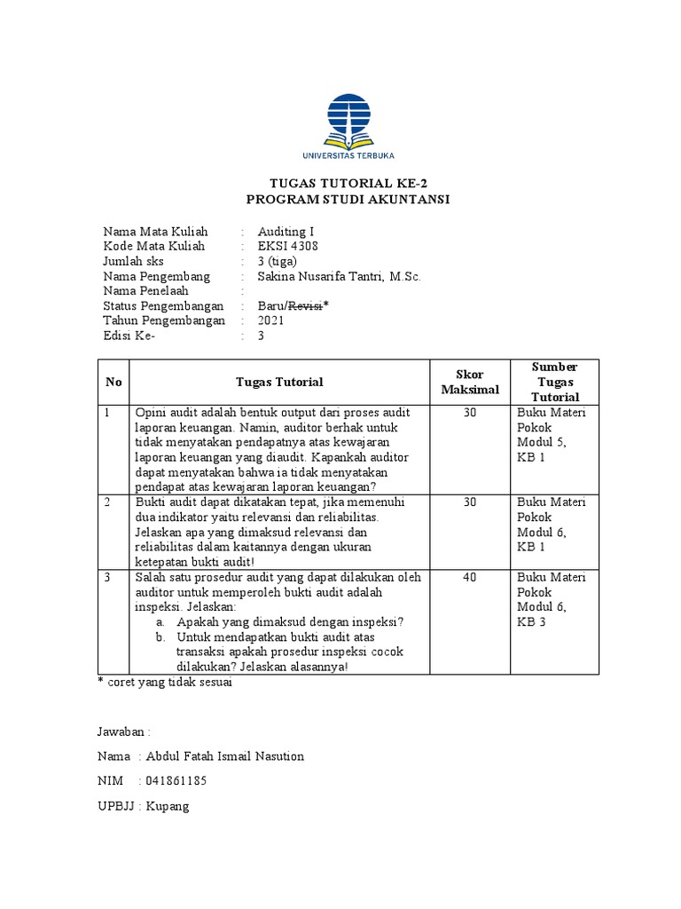 Tugas 2 Auditing 1 | PDF