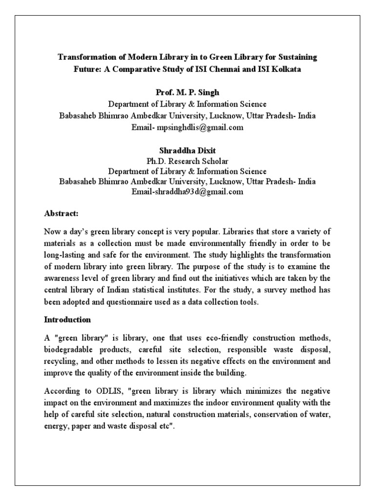 Transformation of Modern Library in To Green Library For Sustaining ...