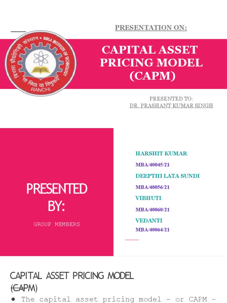 Presentation On CAPM | PDF | Capital Asset Pricing Model | Modern ...