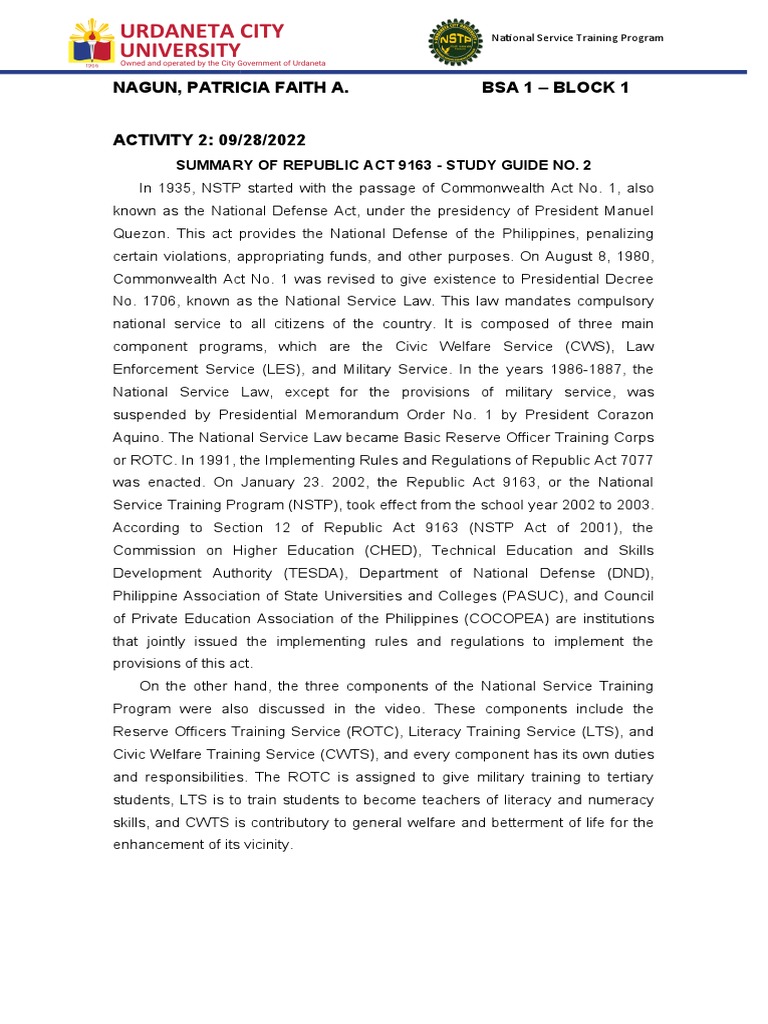 NSTP - Activity 2 | PDF | Philippines | Government