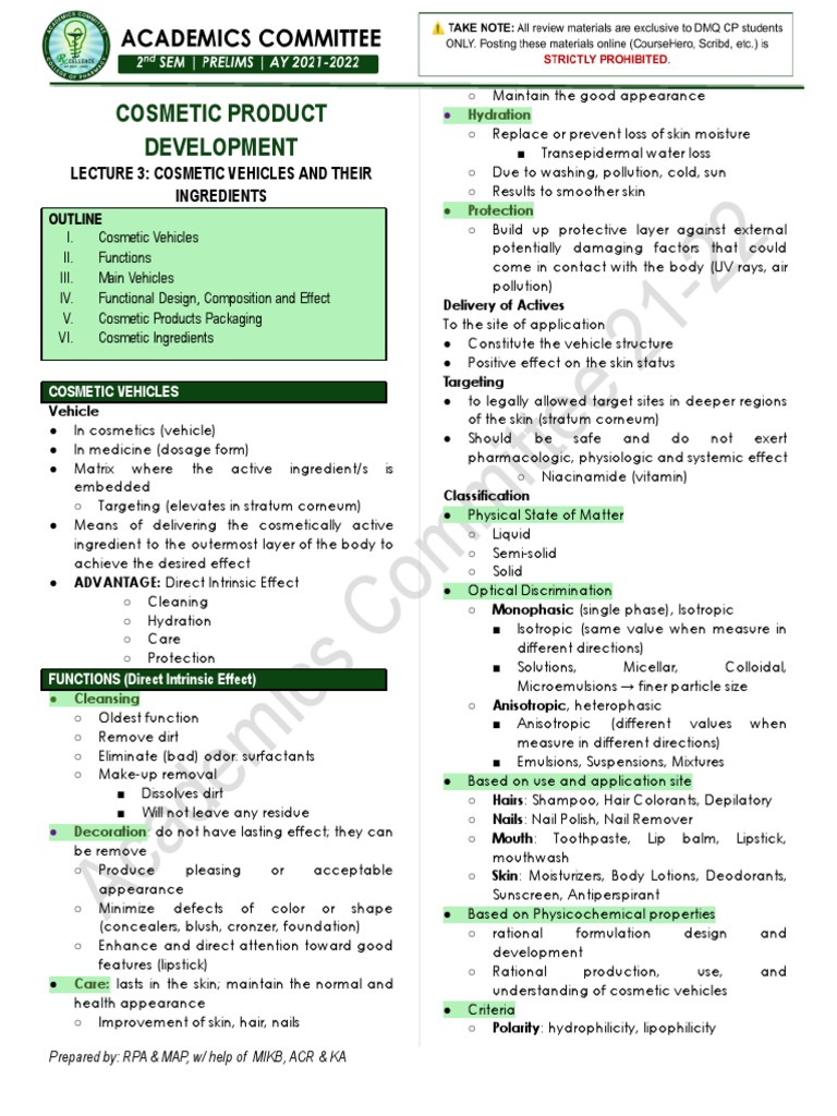 Cosmetic Lecture-3 | PDF | Emulsion | Solubility