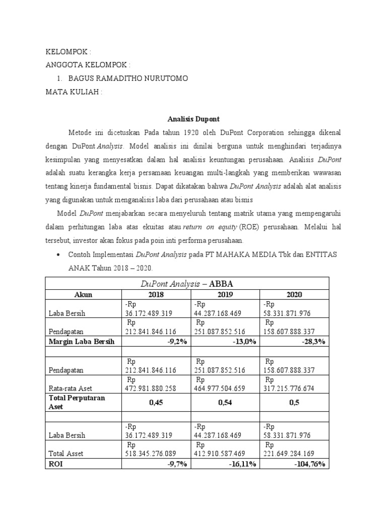 Analisis Dupont Dito | PDF