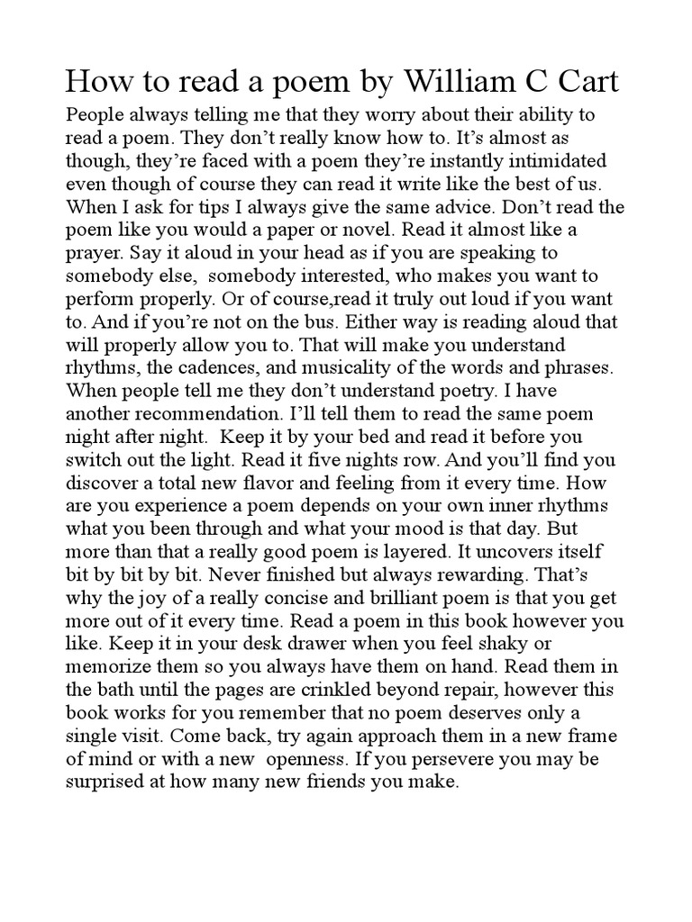 Tips for Reading Poetry Aloud | PDF | Poetry