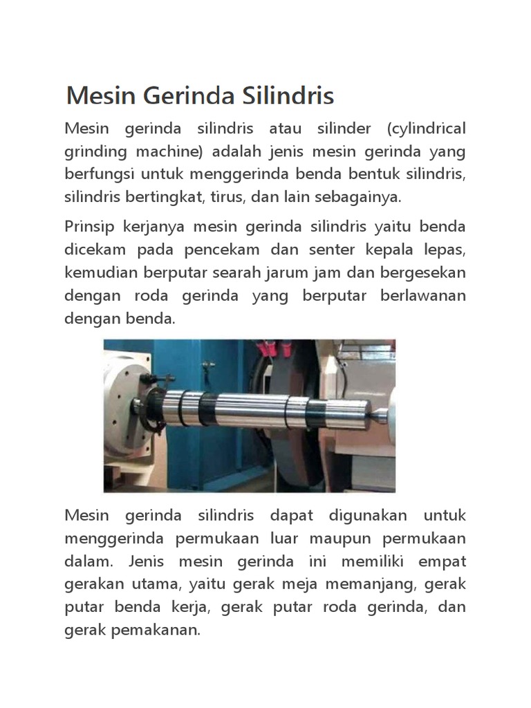 Mesin Gerinda Silindris Atau Silinder | PDF